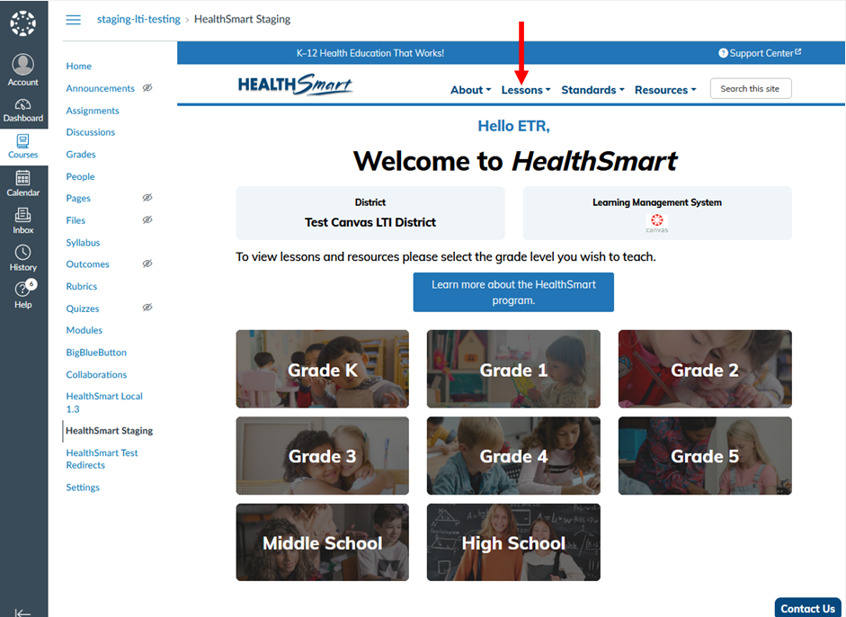 Teacher Guide: How to use HealthSmart with Canvas