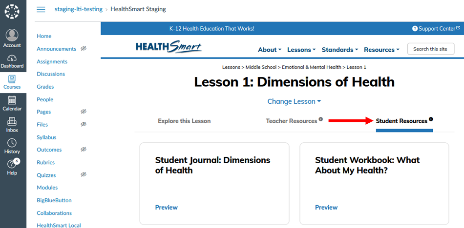 Teacher Guide: How to use HealthSmart with Canvas