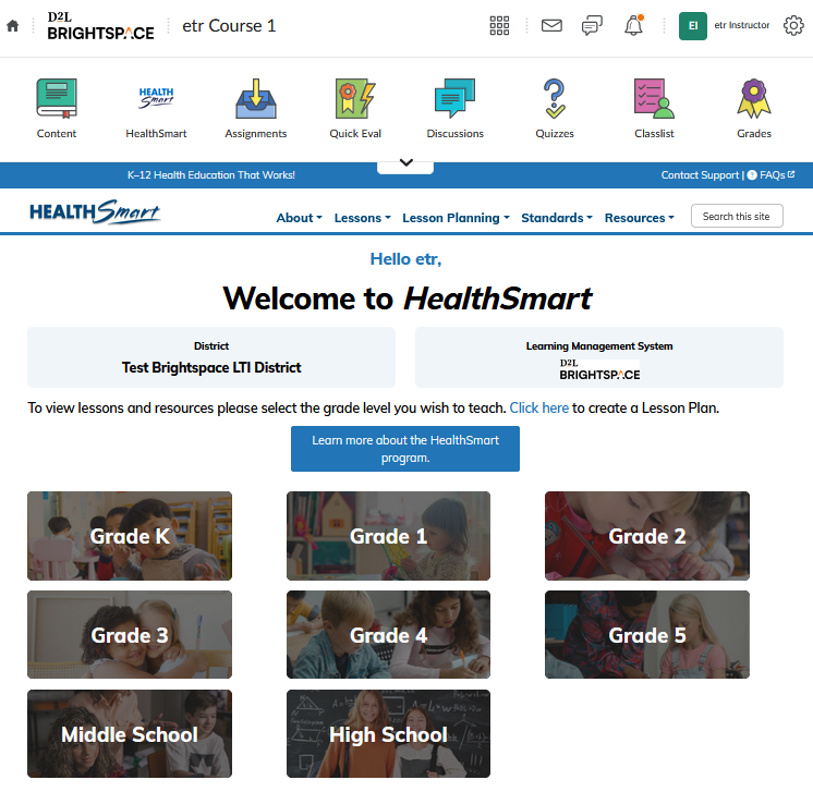 Teacher Guide: How to use HealthSmart with Brightspace (D2L)