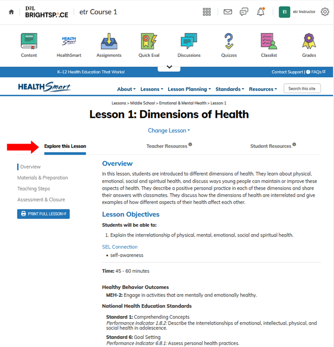 Teacher Guide: How to use HealthSmart with Brightspace (D2L)