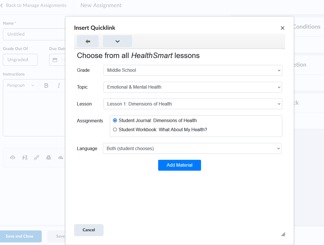 Teacher Guide: How to use HealthSmart with Brightspace (D2L)